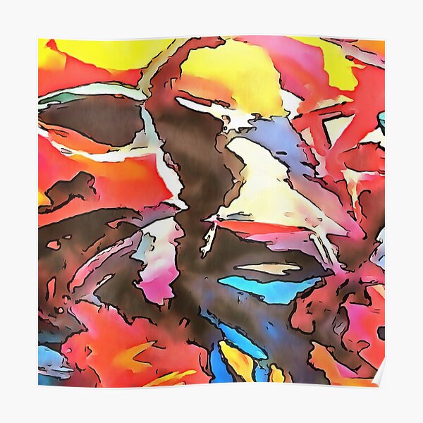 "Awkward Cow Abstract Black Outline Art" Poster for Sale by taiche ...