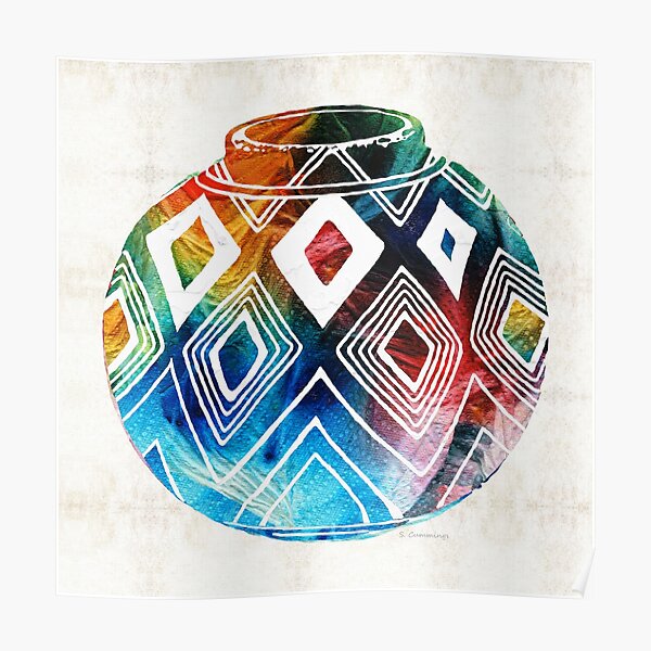 "Colorful Native American Pottery Design Art 2" Poster for Sale by ...