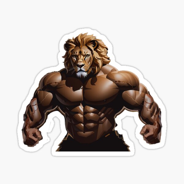 "Body Builder Lion" Sticker for Sale by BillieWonka | Redbubble