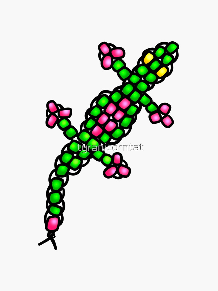 "Throwback Pink/Green Lizard Bead Pet" Sticker for Sale by ...