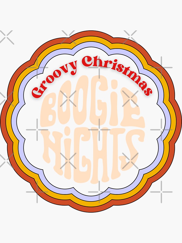 "groovy christmas boogie nights" Sticker for Sale by HAPPICHEST | Redbubble