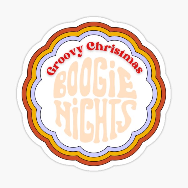 "groovy christmas boogie nights" Sticker for Sale by HAPPICHEST | Redbubble