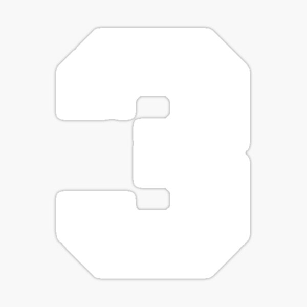 "Number 3 Three White Jersey Sports Athletic Player " Sticker for Sale ...
