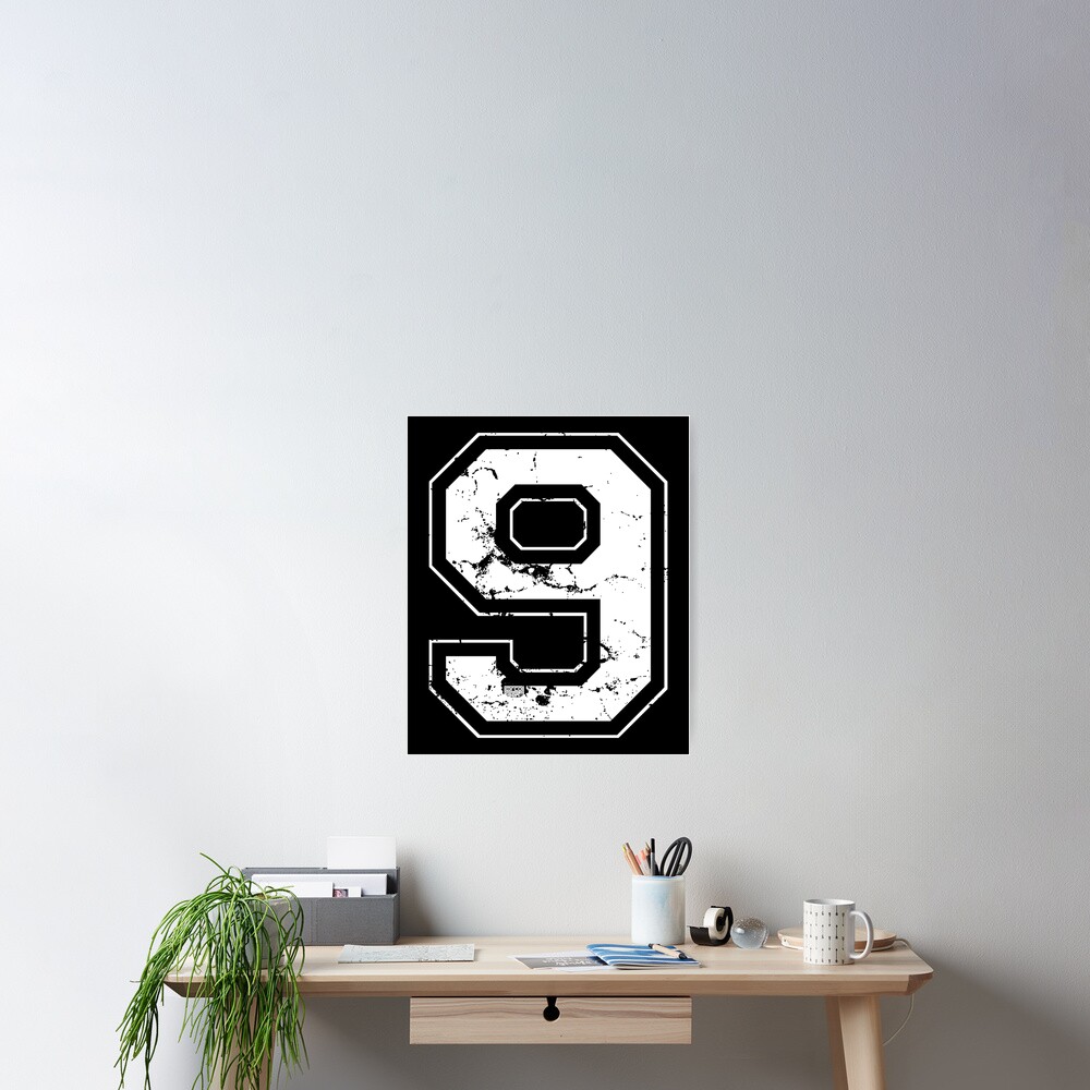 "Number 9 Nine White Jersey Sports Athletic Player " Poster by ...