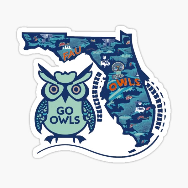 "florida map fau owls" Sticker for Sale by HaydenMillepied | Redbubble