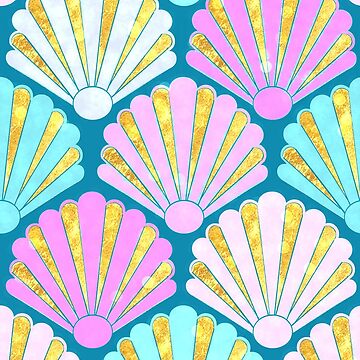 "Pink and teal seashell pattern, Summer Seashell pink and teal ...