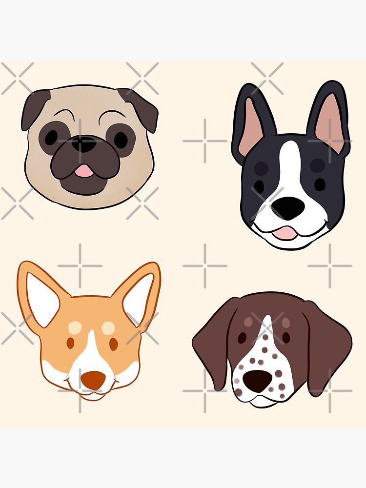 "Cute dogs faces pack" Poster for Sale by Yaragold | Redbubble