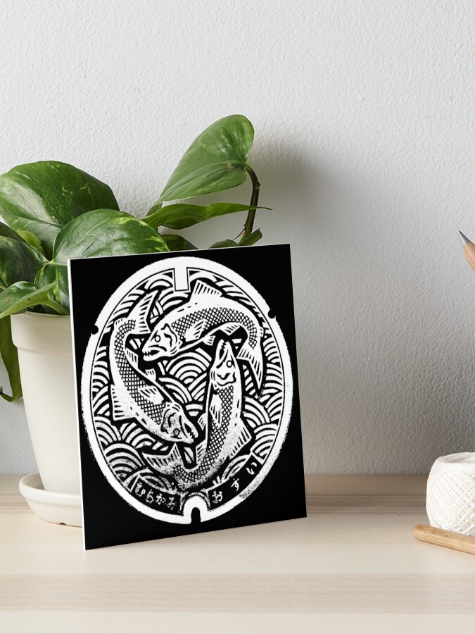 "Fish in water on manhole in Japan" Art Board Print for Sale by ...