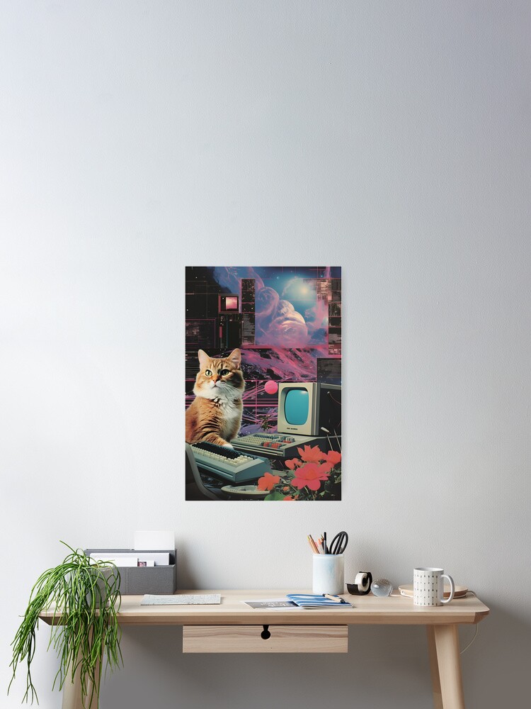 "Collage Style Cat and Retro Computer" Poster for Sale by Jew-e | Redbubble