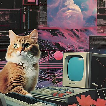 "Collage Style Cat and Retro Computer" Poster for Sale by Jew-e | Redbubble