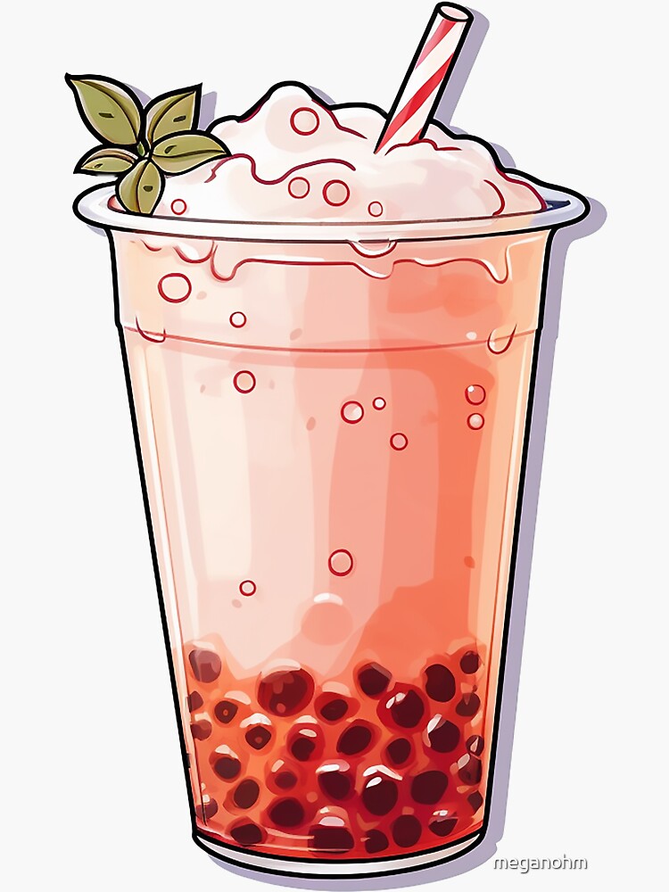 "Raspberry Bubble Tea " Sticker for Sale by meganohm | Redbubble