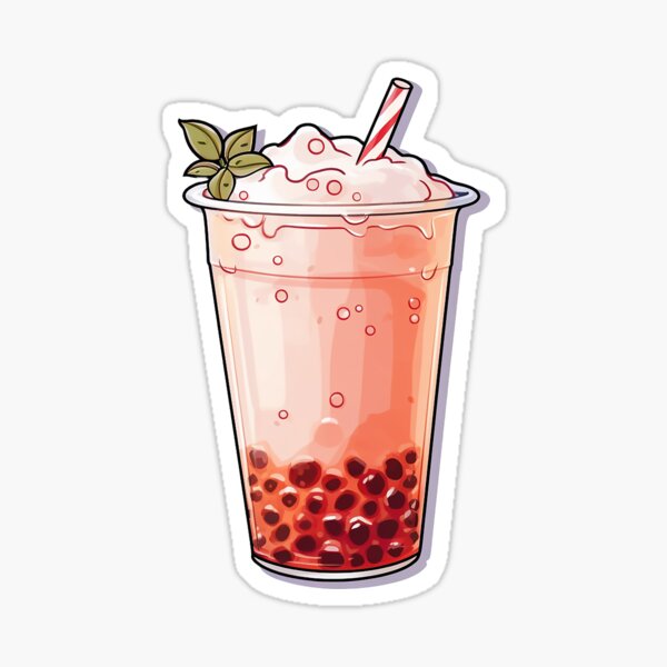 "Raspberry Bubble Tea " Sticker for Sale by meganohm | Redbubble