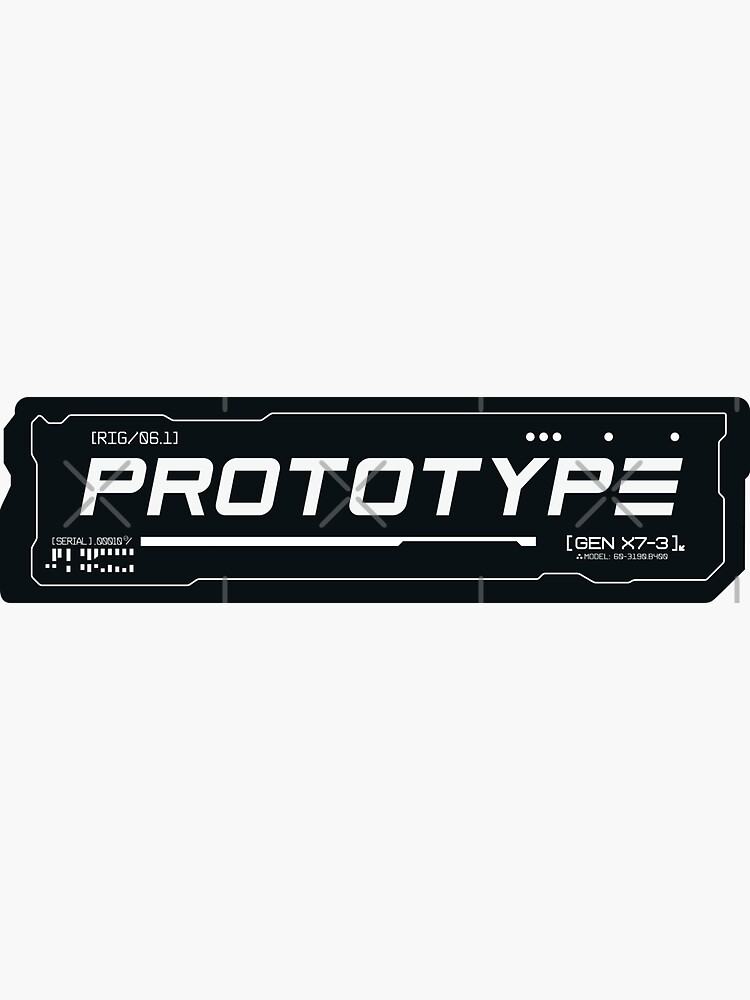 "Prototype X7 type decal label dark gray " Sticker by Arez Xzan | Redbubble
