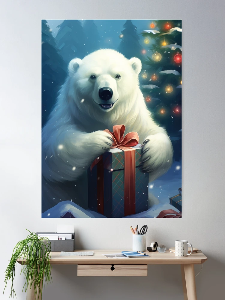 Polar Bear with Christmas Presents and Tree Poster for Sale by OddCorro Redbubble