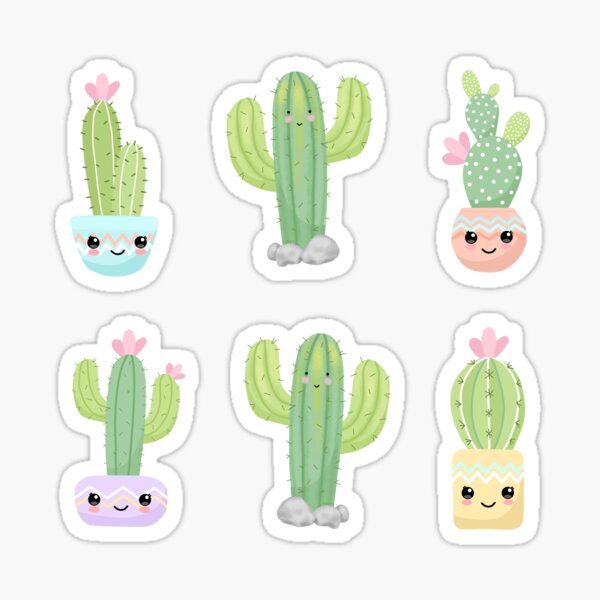 "Set of Six Cacti" Sticker for Sale by ArteAnnie | Redbubble