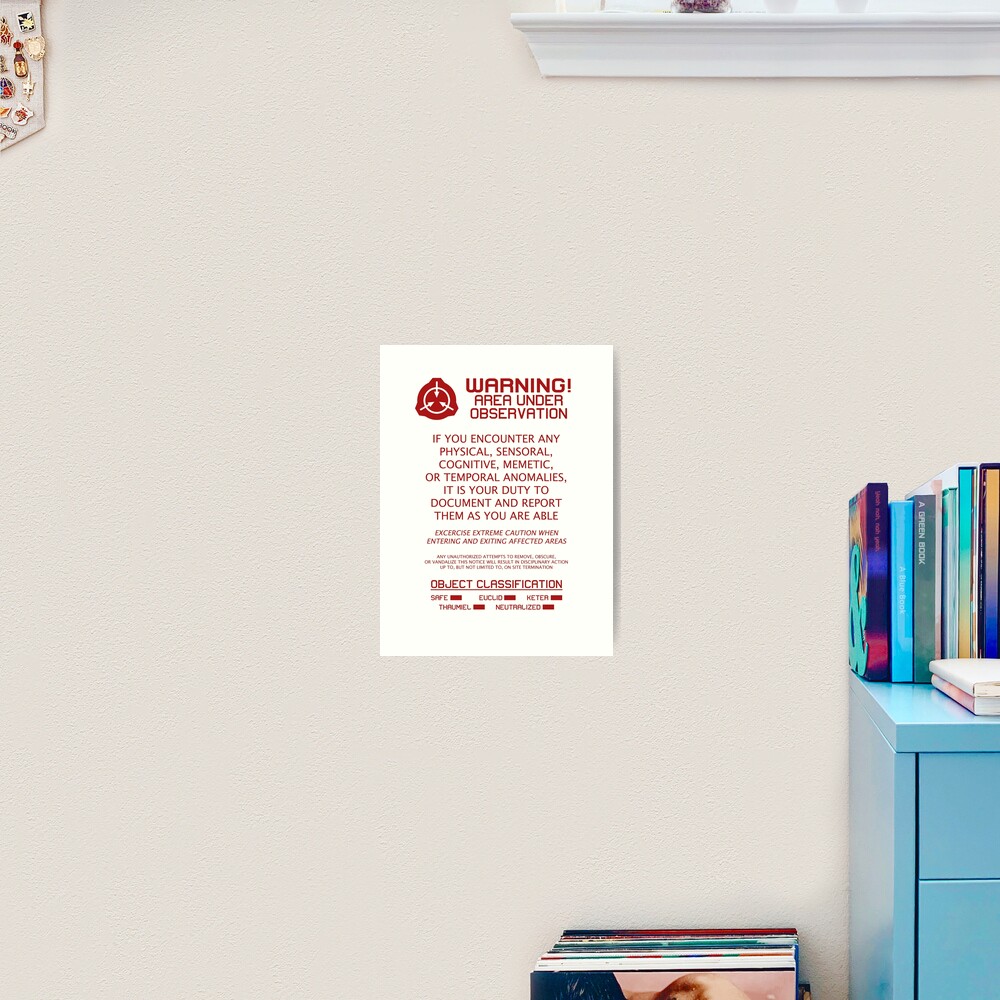 "SCP Foundation Red Warning Sign - White Background" Art Print by ...