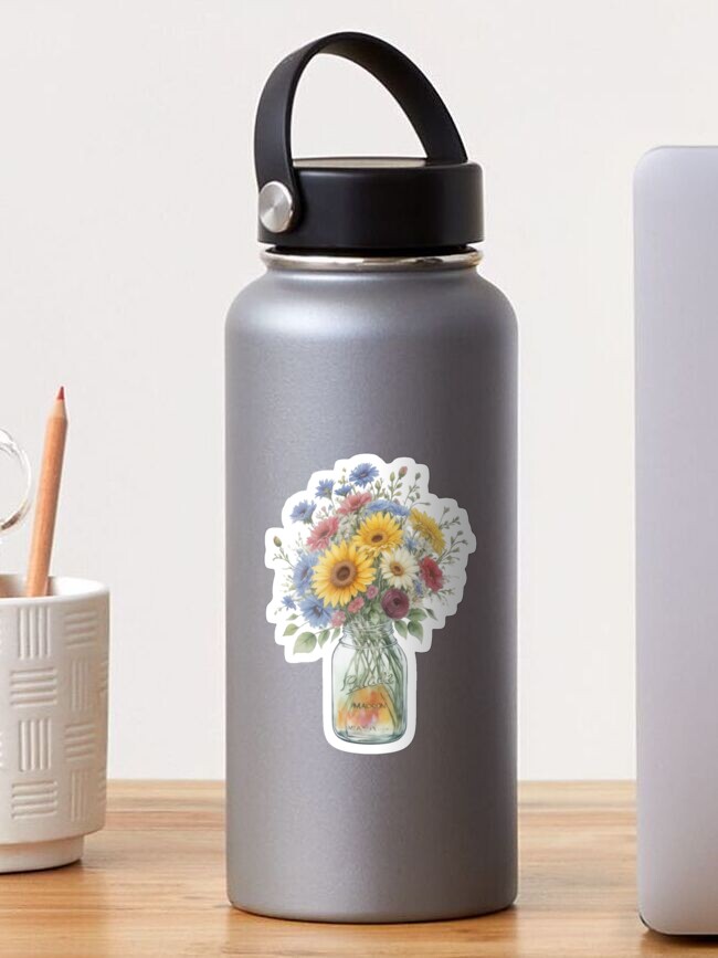 "Floral Mason Jar" Sticker for Sale by Yeamie-Boutique | Redbubble