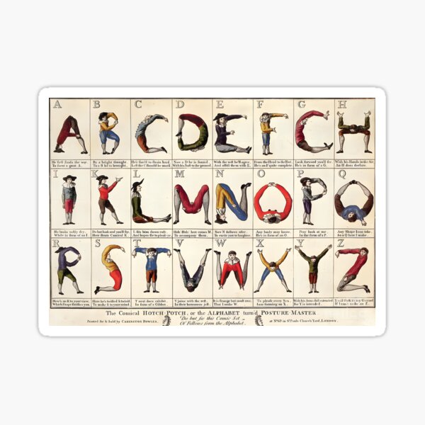 "Vintage Poster of Comical Alphabet Figures" Sticker for Sale by ...