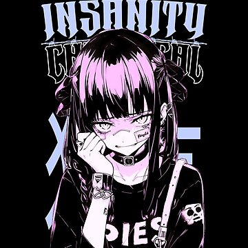 "Insanity Anime Girl" Sticker for Sale by CursedInk | Redbubble