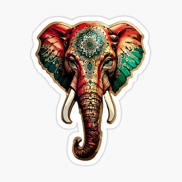 "Elephant Face with Reggae Colors " Sticker for Sale by reggaeartgifts ...
