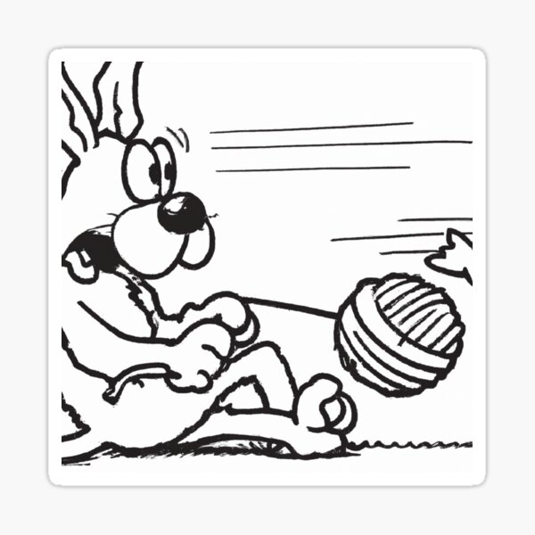 "Cute Dog Playing Fetch with Yarn Ball Cartoon" Sticker for Sale by ...