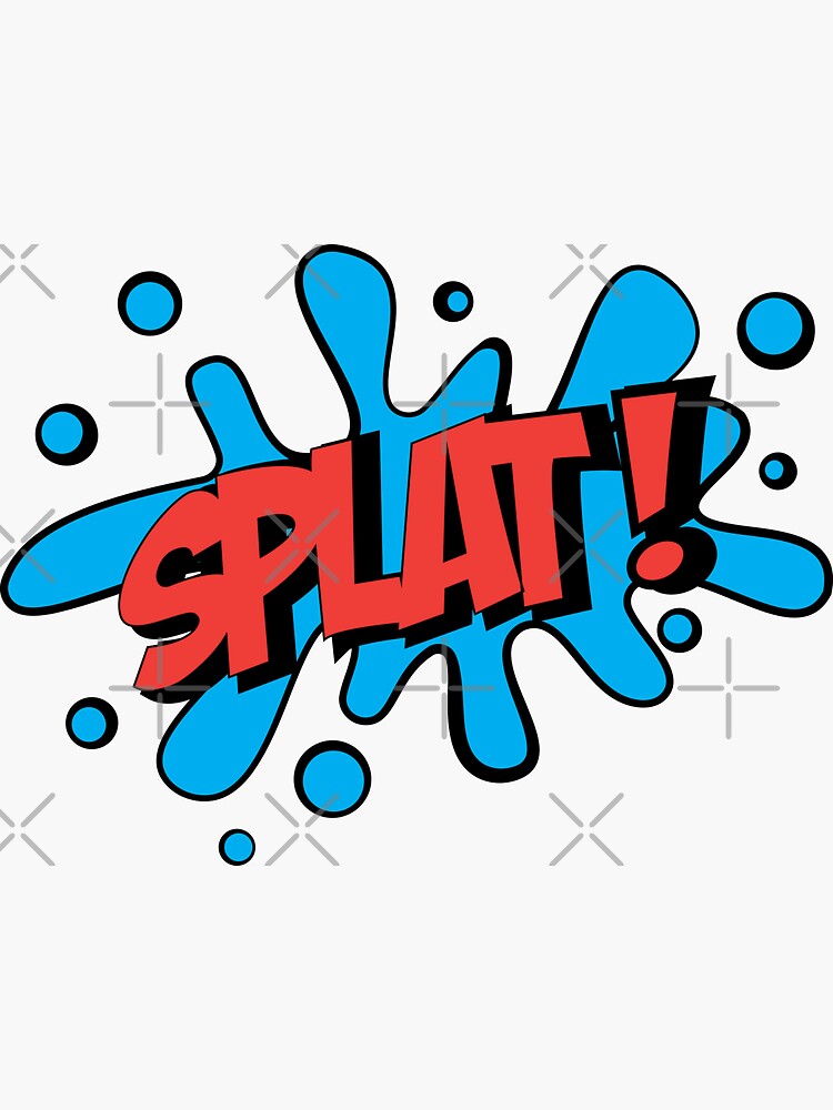 "Classic Comic Font SPLAT" Sticker for Sale by Charcoalart | Redbubble