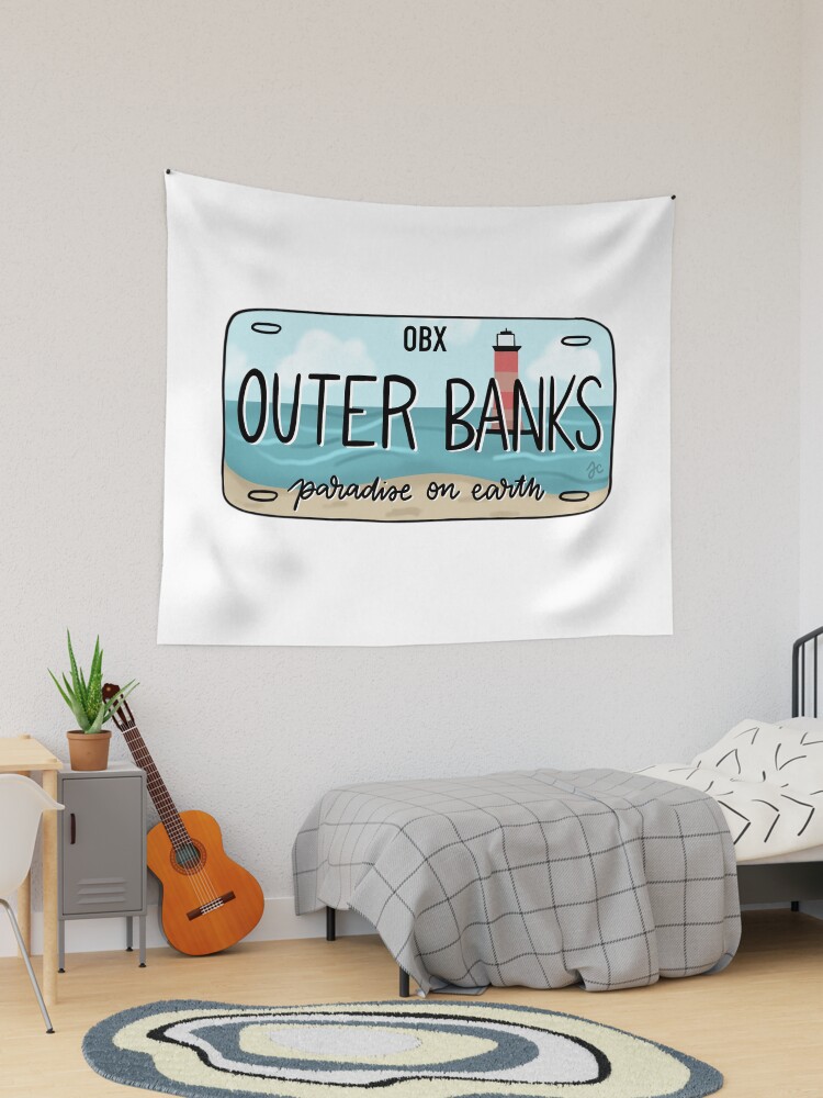"THE ORIGINAL OBX license plate bright" Tapestry for Sale by Jeandabean ...