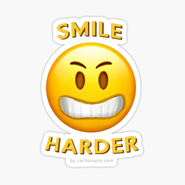 "smile harder (transparent background)" Sticker for Sale by carltonarts ...