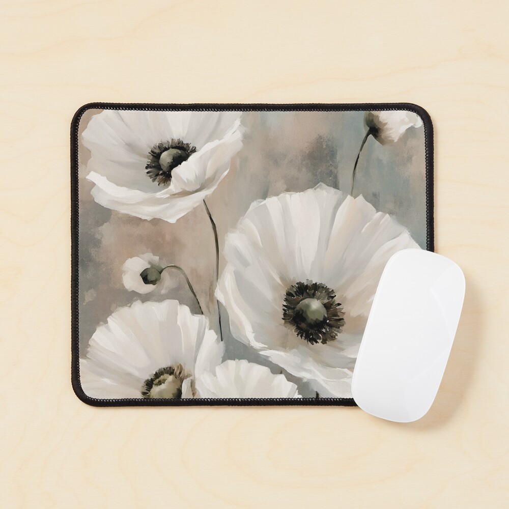 "Alabaster Poppies, White Poppies Floral Art" Art Board Print for Sale ...