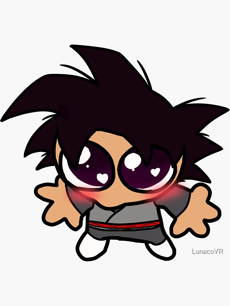 "Blushing Goku Black" Sticker for Sale by LunacoVR | Redbubble