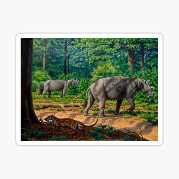 "Uintatherium prehistoric mammal, illustration (C040/2694)" Sticker for ...