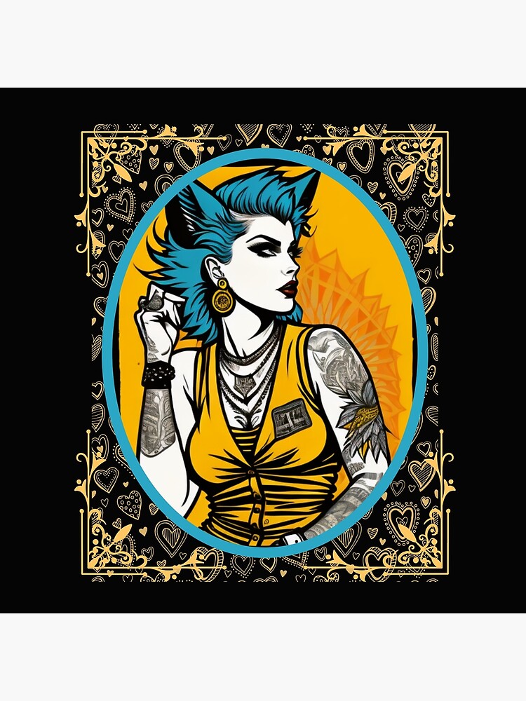 "Rock Chic Royalty - Blue-Haired Rebel with Cat Ears" Tote Bag for Sale ...