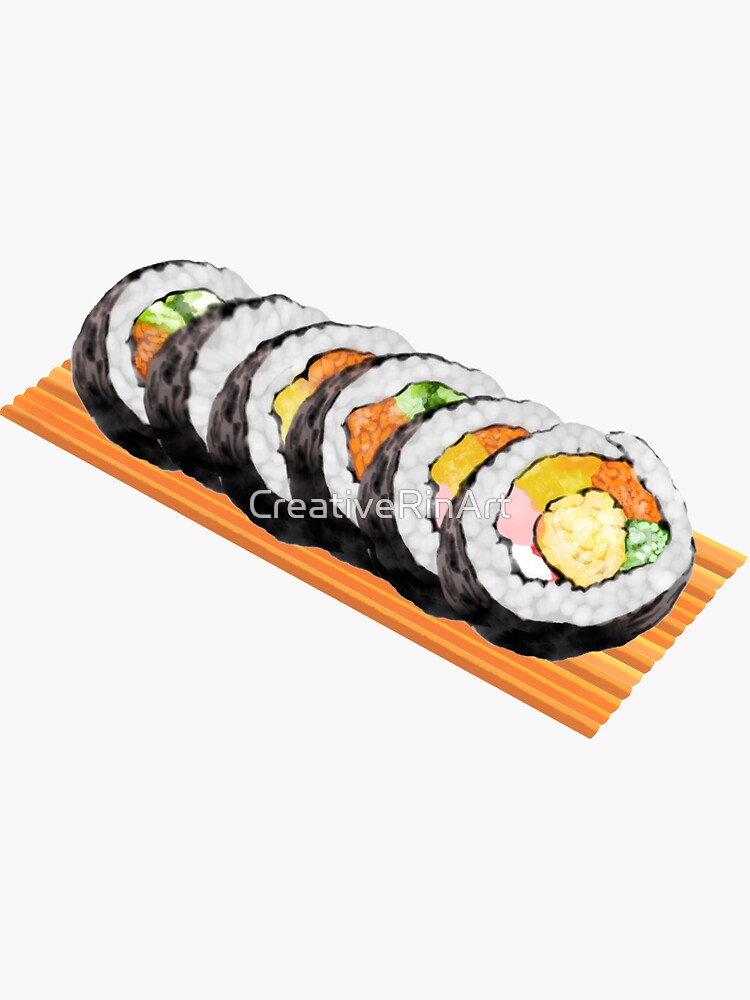 "Watercolor Korean Basic Gimbap" Sticker for Sale by CreativeRinArt ...