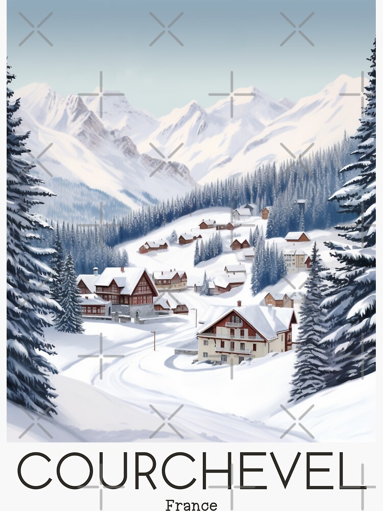 "A Vintage Travel Illustration of Courchevel - France" Sticker for Sale ...