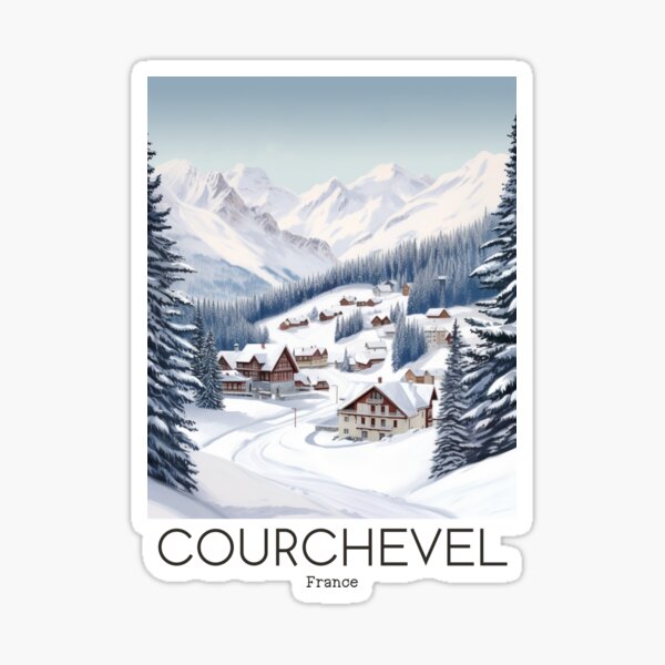 "A Vintage Travel Illustration of Courchevel - France" Sticker for Sale ...