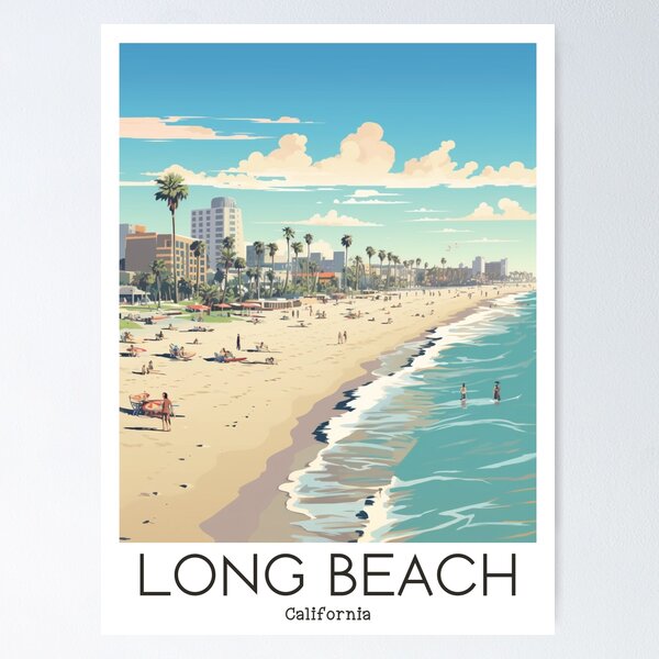 "A Vintage Travel Illustration of Long Beach - California - US" Poster ...