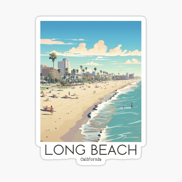 "A Vintage Travel Illustration of Long Beach - California - US" Sticker ...