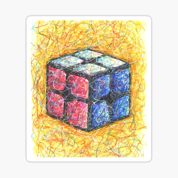 "Rubik's Cube inspired 2x2x2" Sticker for Sale by Kitslam Art | Redbubble