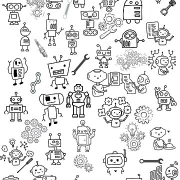 "Robots and Parts" Sticker for Sale by AlessiaBerruti | Redbubble