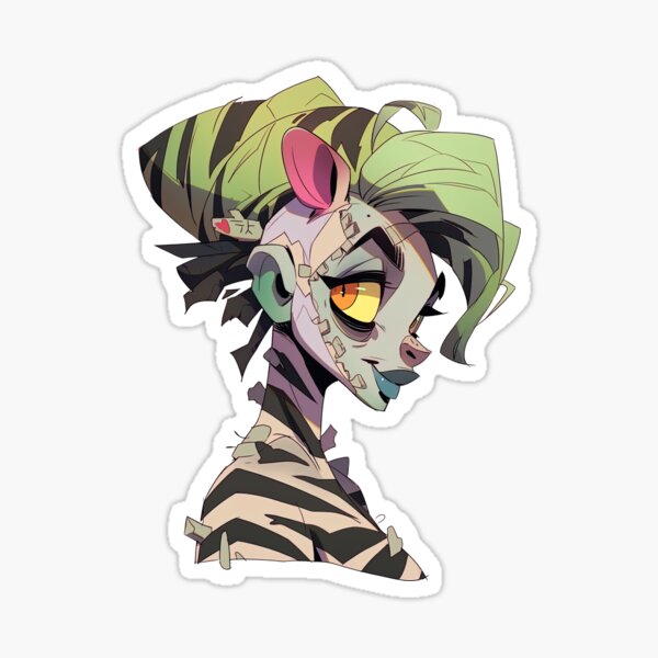 "Colourful Zombified Zebra Woman Character Portrait" Sticker for Sale by smewdesign | Redbubble