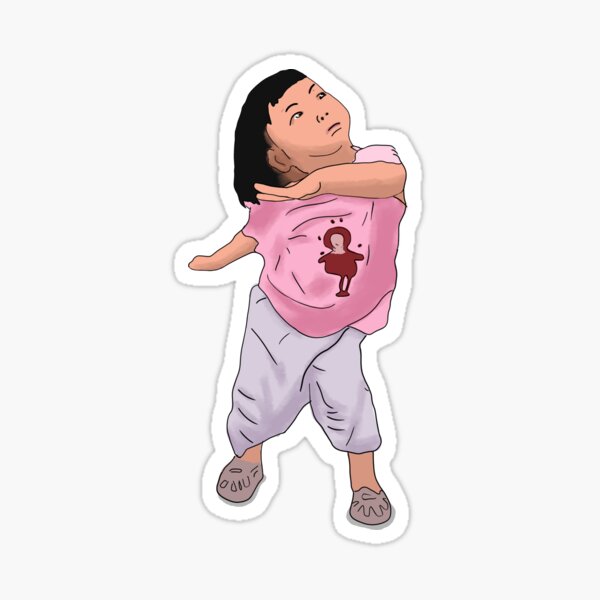 "LITTLE ASIAN DANCING GIRL MEME" Sticker for Sale by SatraDesign ...