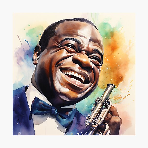 "Louis Armstrong Smiling - Watercolor Portrait - Digital Art ...