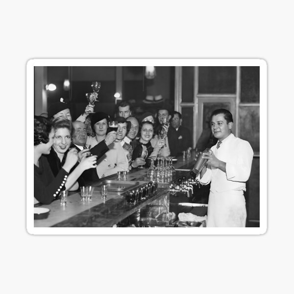"Prohibition Party, Black and White Vintage Art" Sticker for Sale by ...
