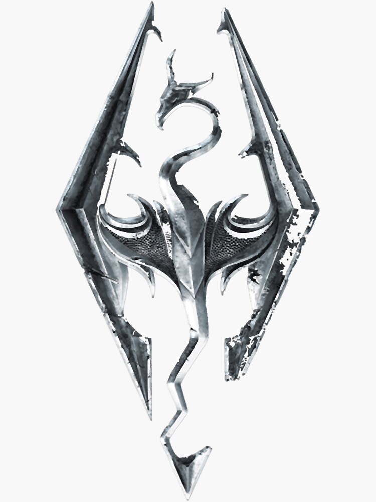 "Skyrim logo iron embossed in granite " Sticker for Sale by ...
