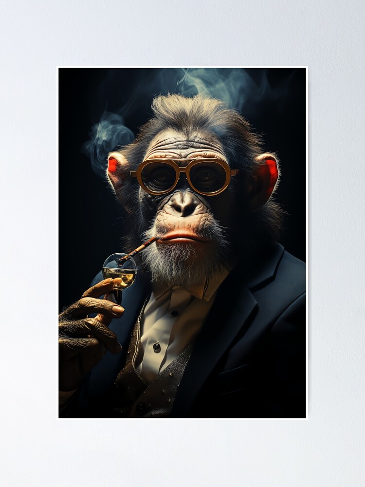 "Smoking Monkey Portrait" Poster for Sale by JourneyGems | Redbubble