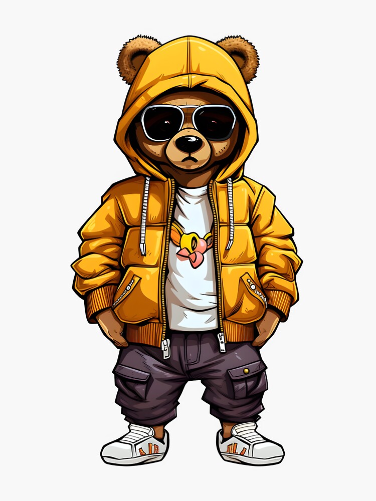 Pegatina for Sale con la obra «Hip Hop Bear Urban Swagger Teddy ...