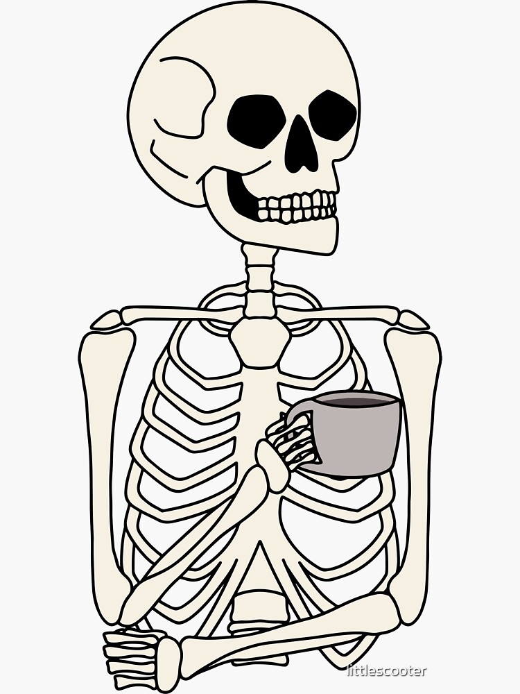 "Caffeinated Skeleton" Sticker for Sale by littlescooter | Redbubble