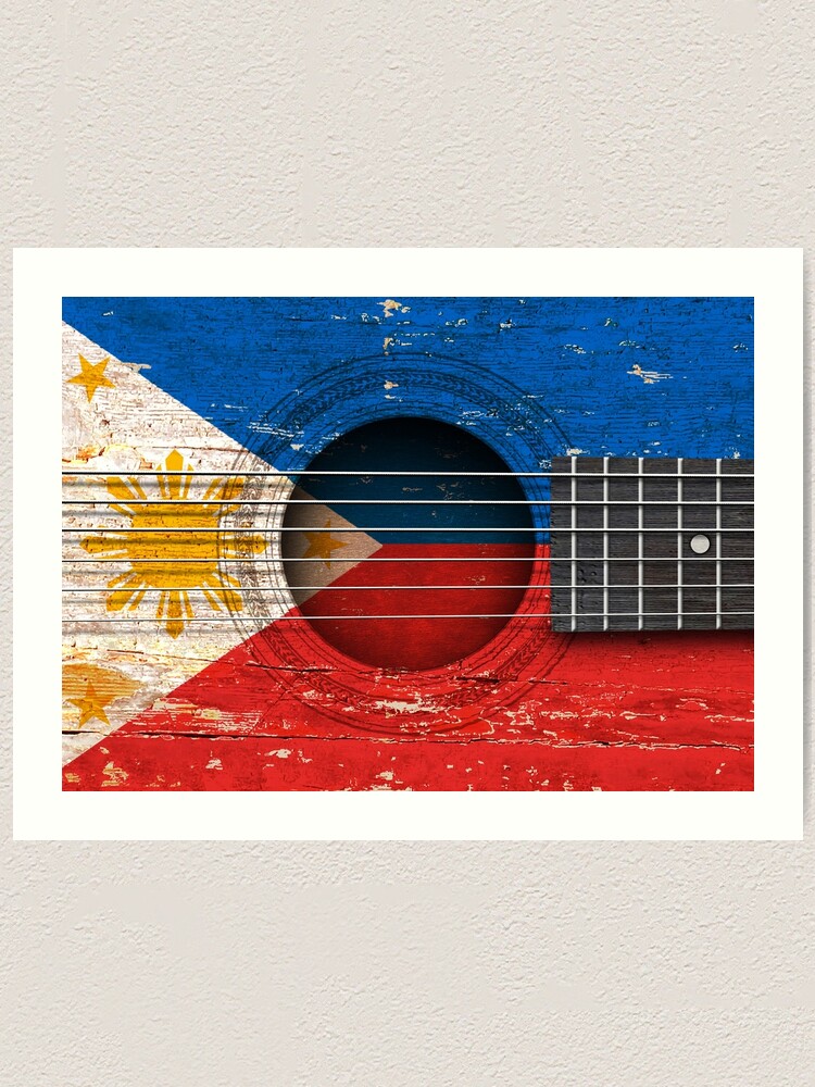 "Old Vintage Acoustic Guitar with Filipino Flag" Art Print by ...