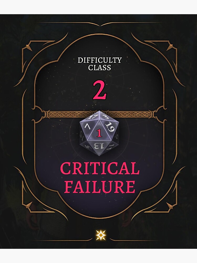 "Baldurs Gate Critical Failure" Sticker for Sale by BestoftheQuest ...