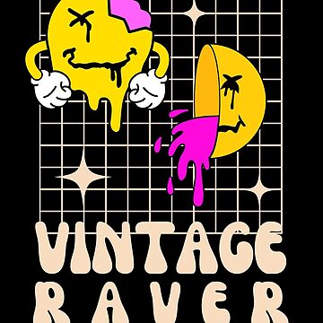 "vintage retro raver oldschool smiley faces" Sticker for Sale by ...